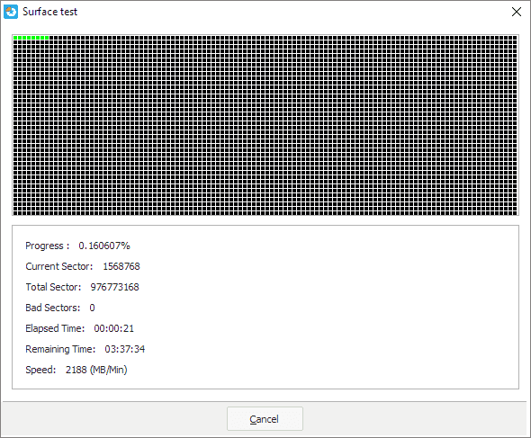 Test de la surface du disque , vérifier des secteurs défectueux sur le ...